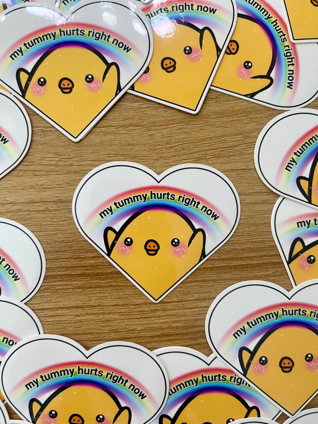 My Tummy Hurts Right Now Sticker, Kawaii Sticker Funny, Funny Stickers ...