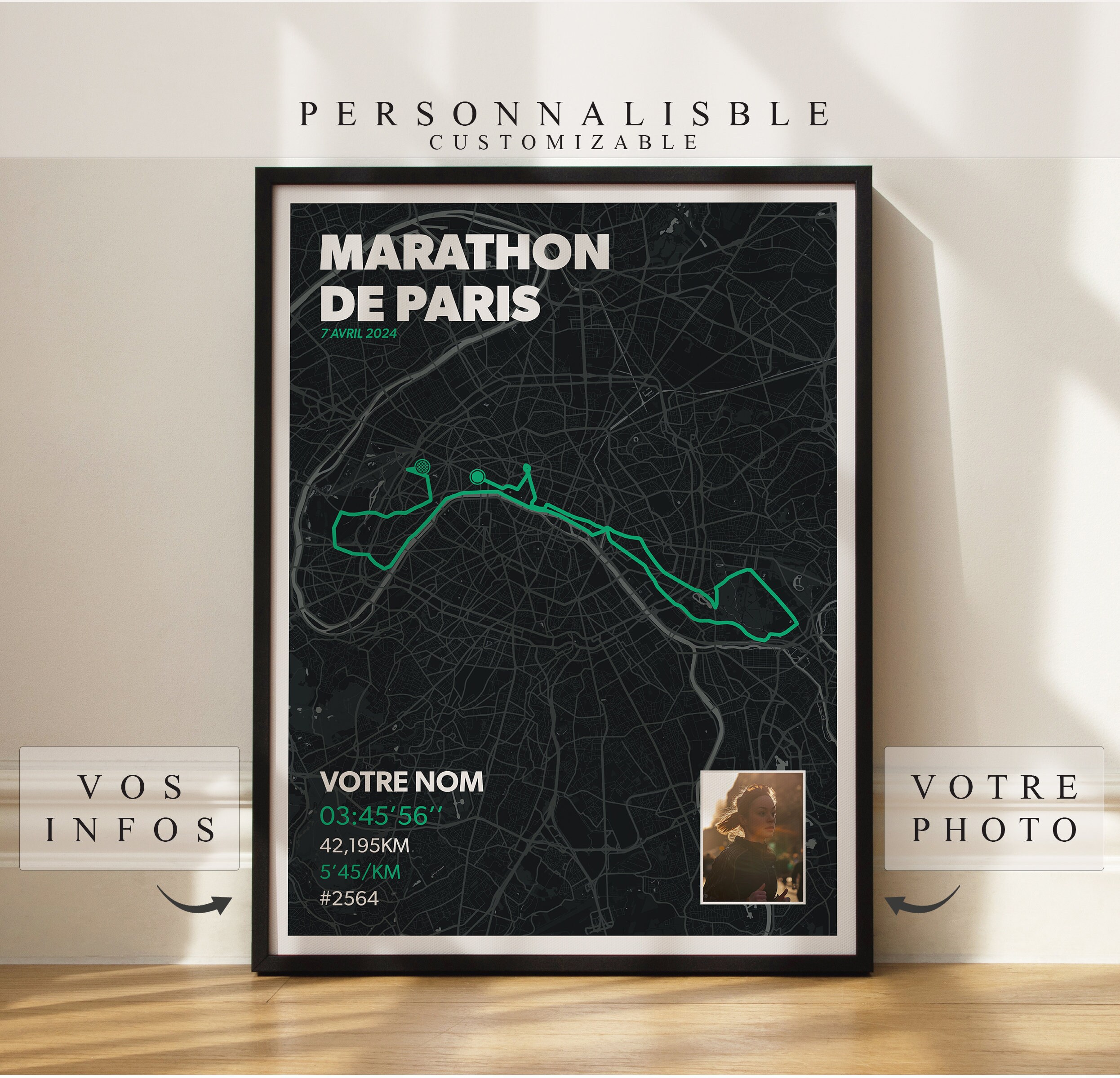 Personalized Paris Marathon Poster Race Gift Wall Decoration Marathon ...