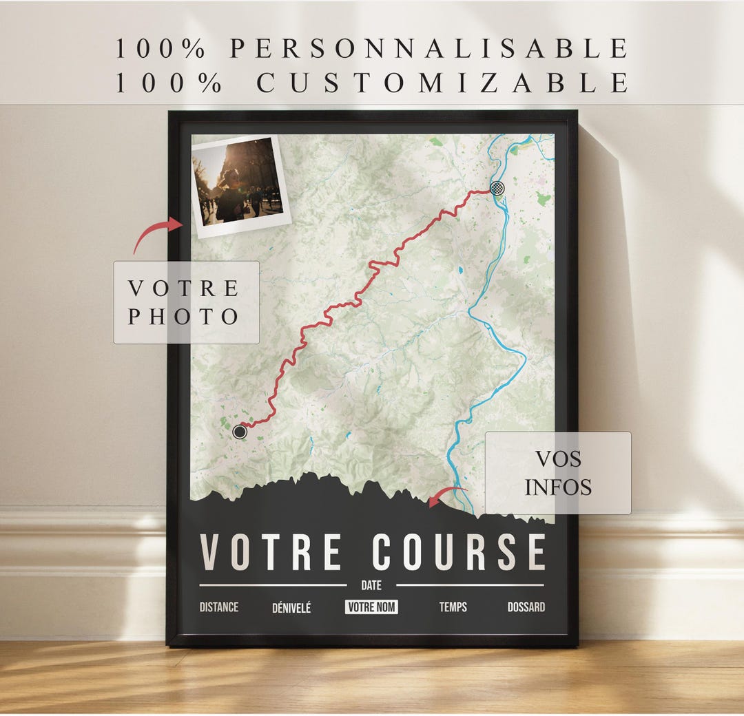 Personalized Marathon Trail Poster - Race & Trail Course Map - Finisher ...