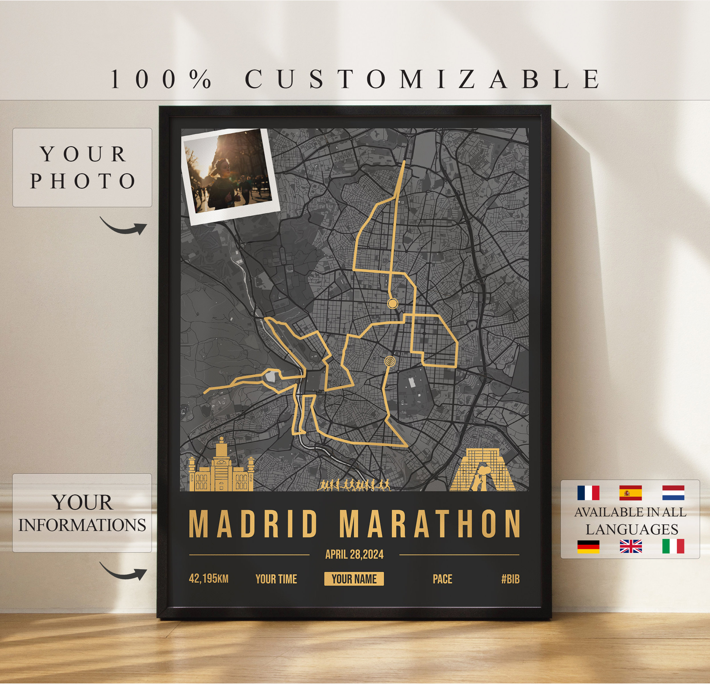 Madrid Marathon 2024 Poster - Customizable - Wall Decor - Marathon ...