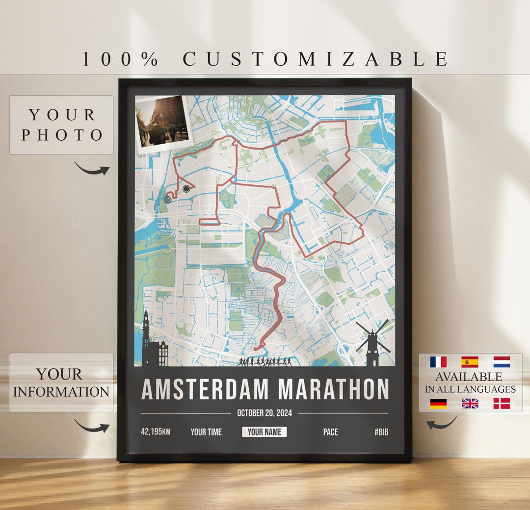 Amsterdam Marathon 2024 Poster - Customizable - Wall Decor - Marathon ...