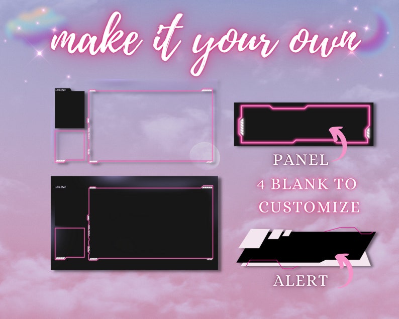 Twitch Stream Overlay Package Basic Black Pink Animated - Etsy