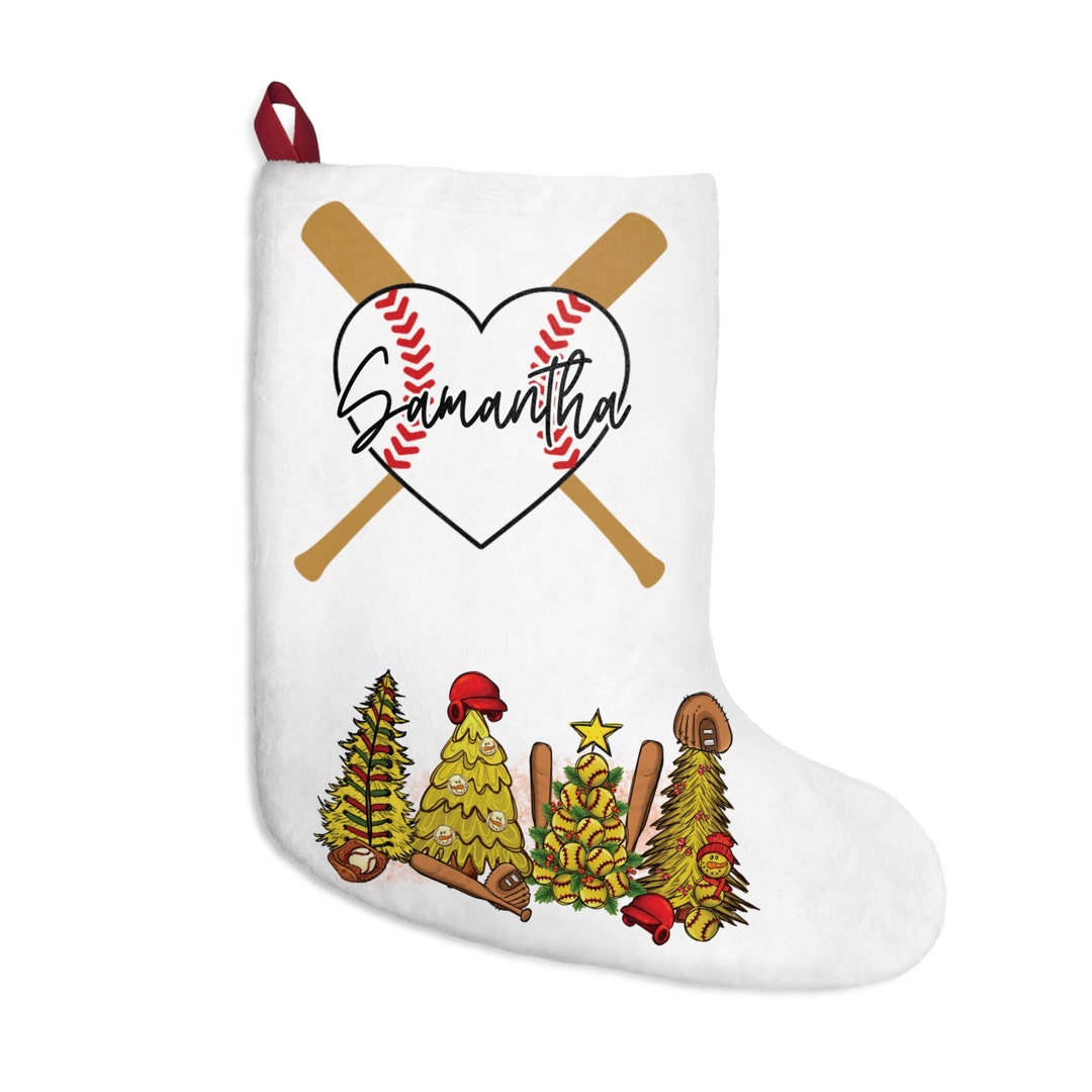 Personalized Softball Christmas Stocking – Custom Name Holiday Gift for ...