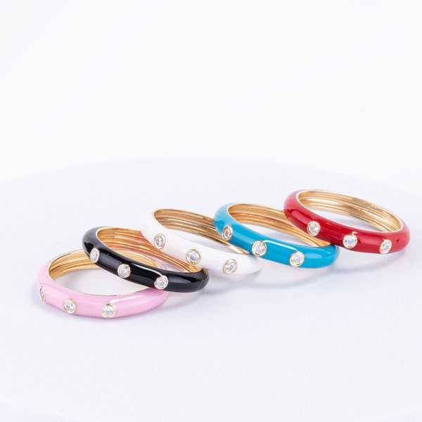 Enamel Band Ring - Etsy