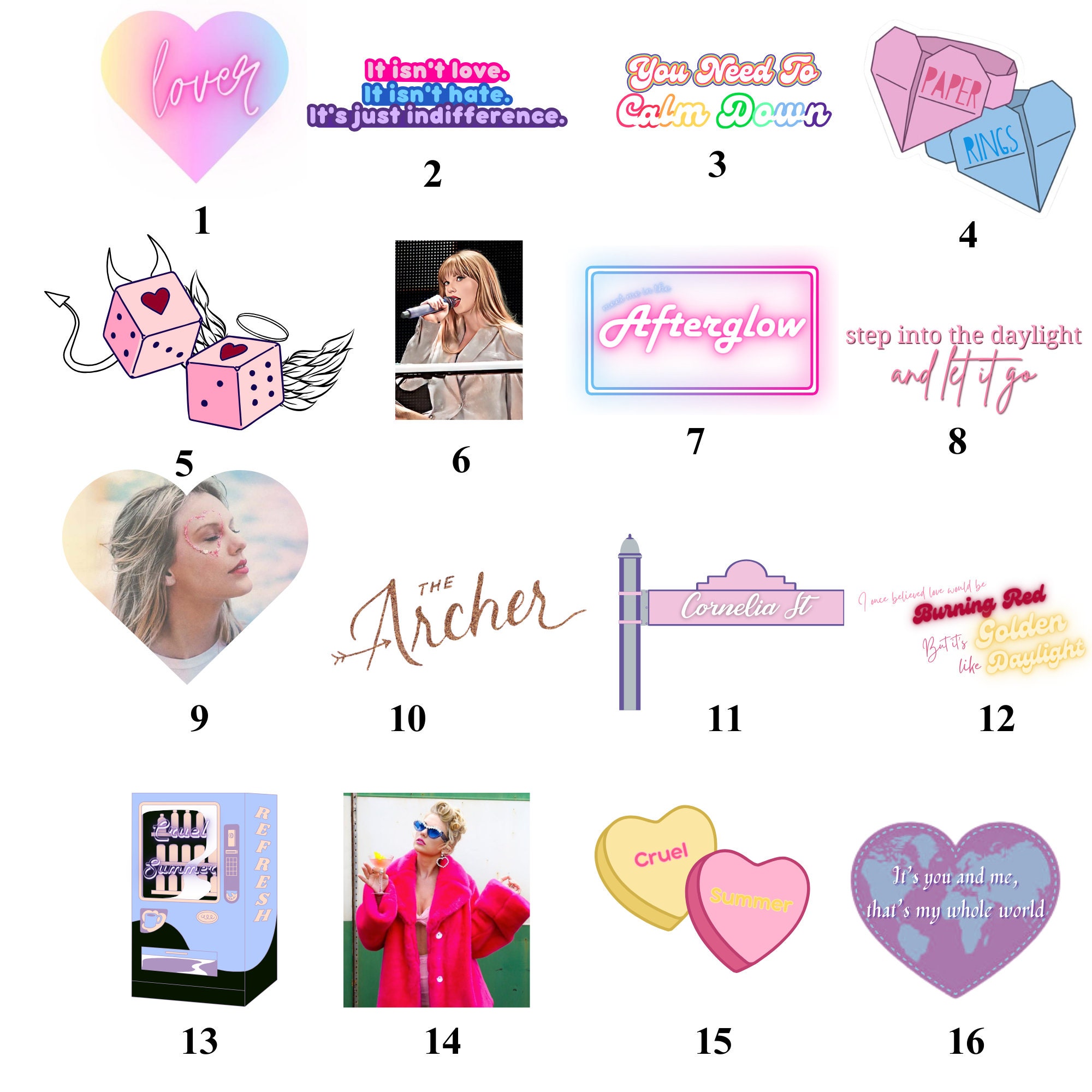 Taylor Swift Lover Custom Sticker Sets 10 45 Sticker Sets - Etsy
