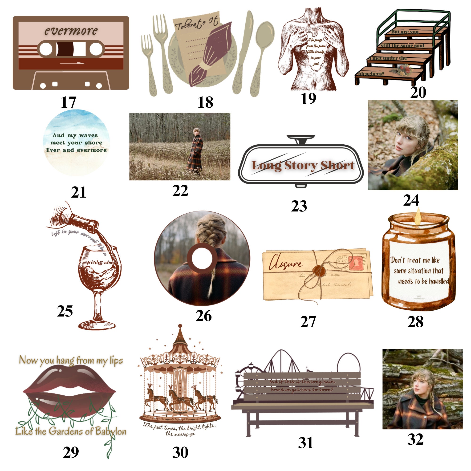 Taylor Swift Evermore Custom Sticker Sets 10 45 Sticker Sets - Etsy