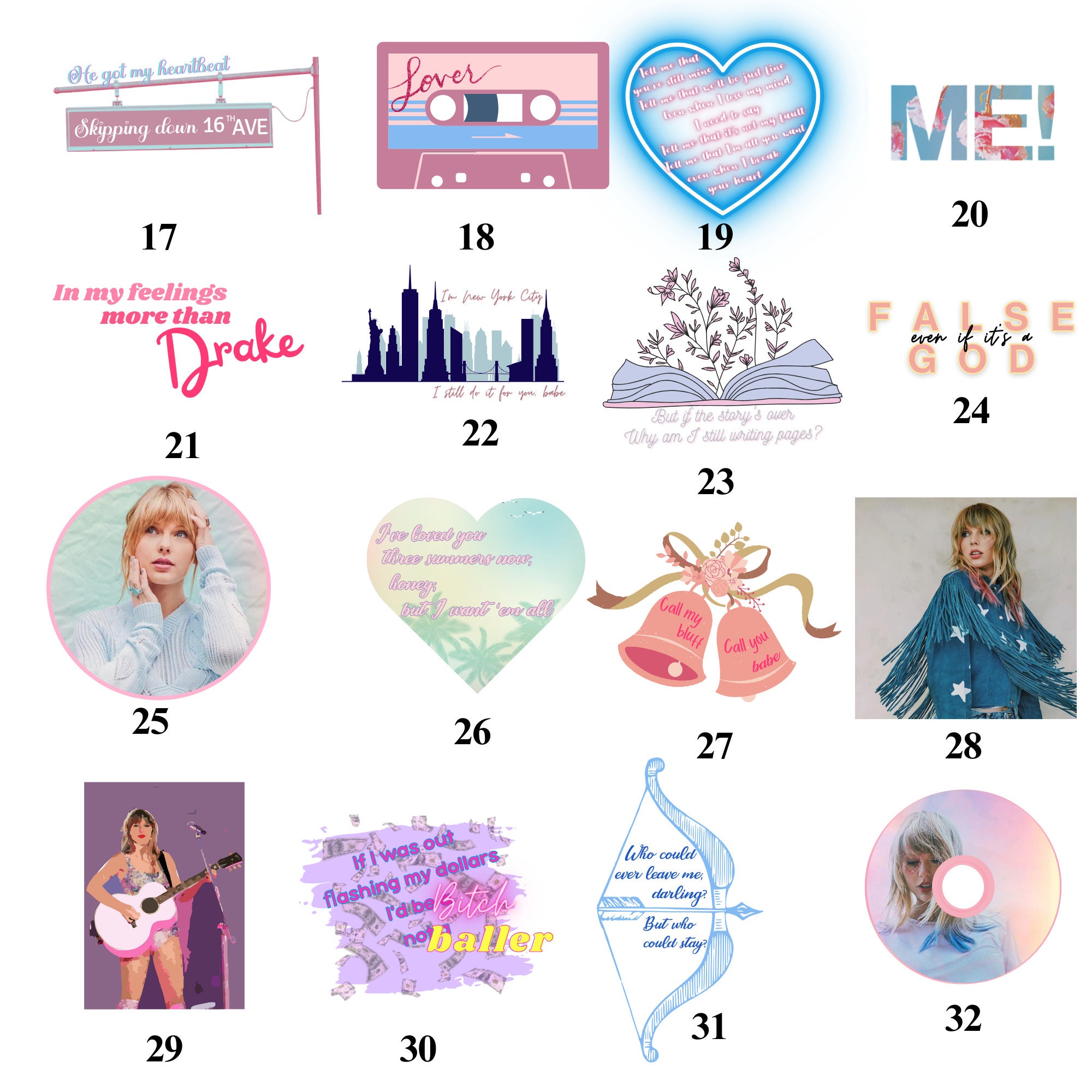 Taylor Swift Lover Custom Sticker Sets 10 45 Sticker Sets - Etsy