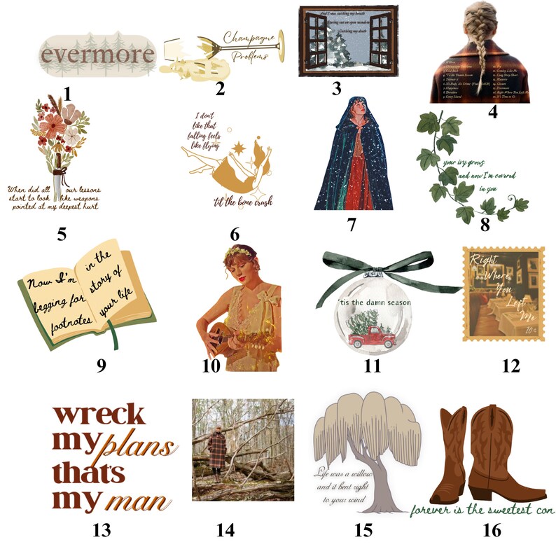 Taylor Swift Evermore Custom Sticker Sets 10 45 Sticker Sets - Etsy Taylor Swift Evermore Custom Sticker Sets 10 45 Sticker Sets - Etsy