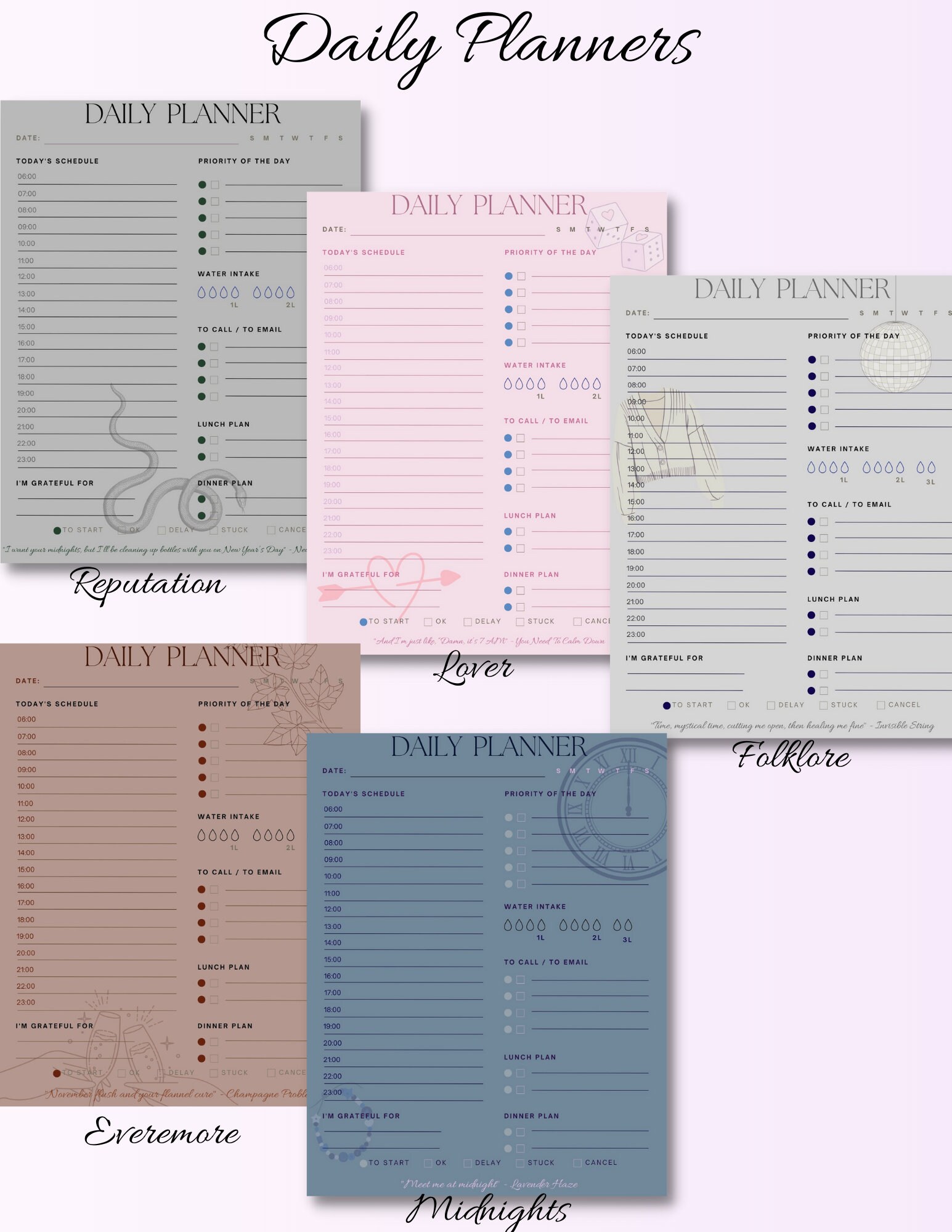 Taylor Swift Themed Daily and Weekly Planners - Etsy