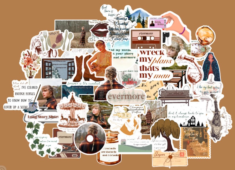 Taylor Swift Evermore Custom Sticker Sets 10 45 Sticker Sets - Etsy