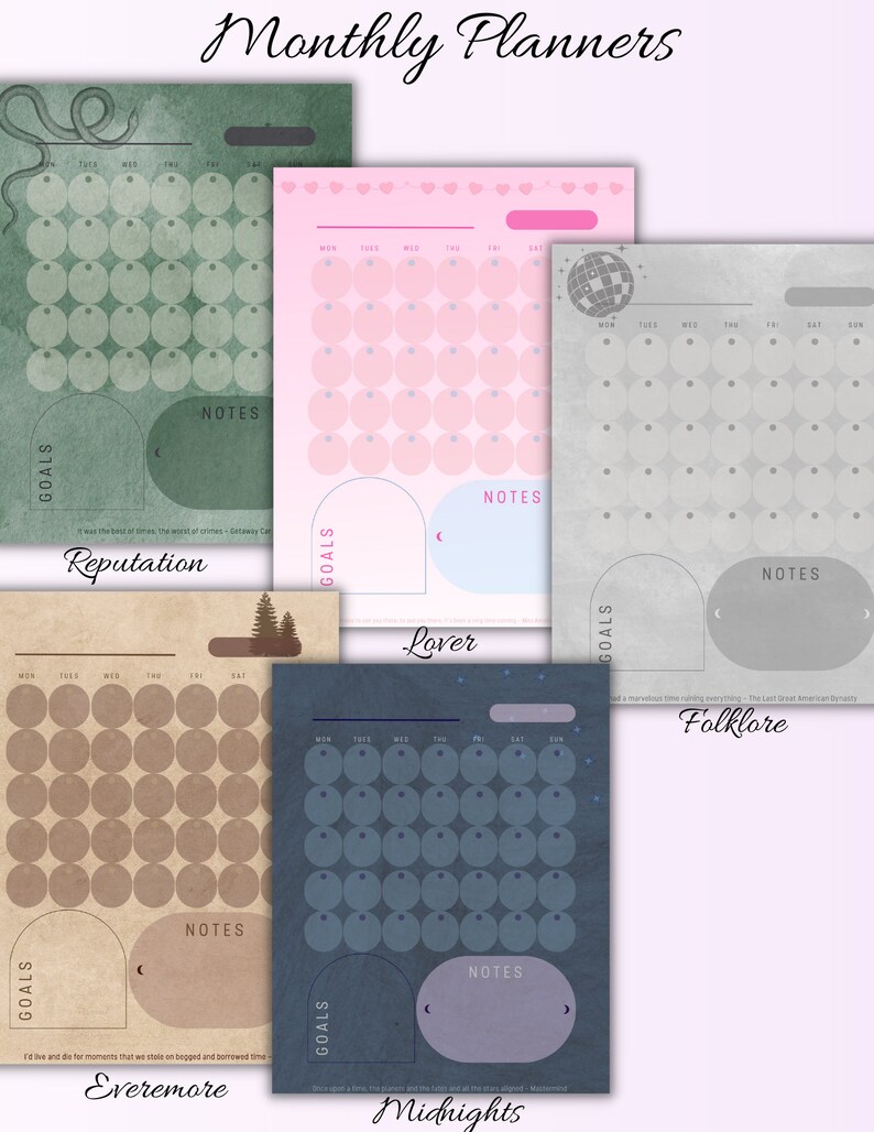 Taylor Swift Themed Monthly Planners - Etsy