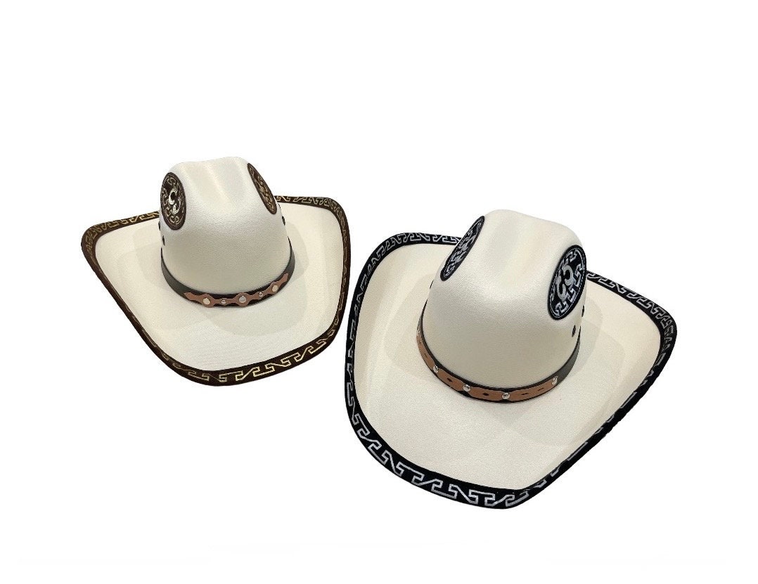 Artisanal Mexican Cowboy Hat for Men Canvas Hat Sombrero Western Style ...