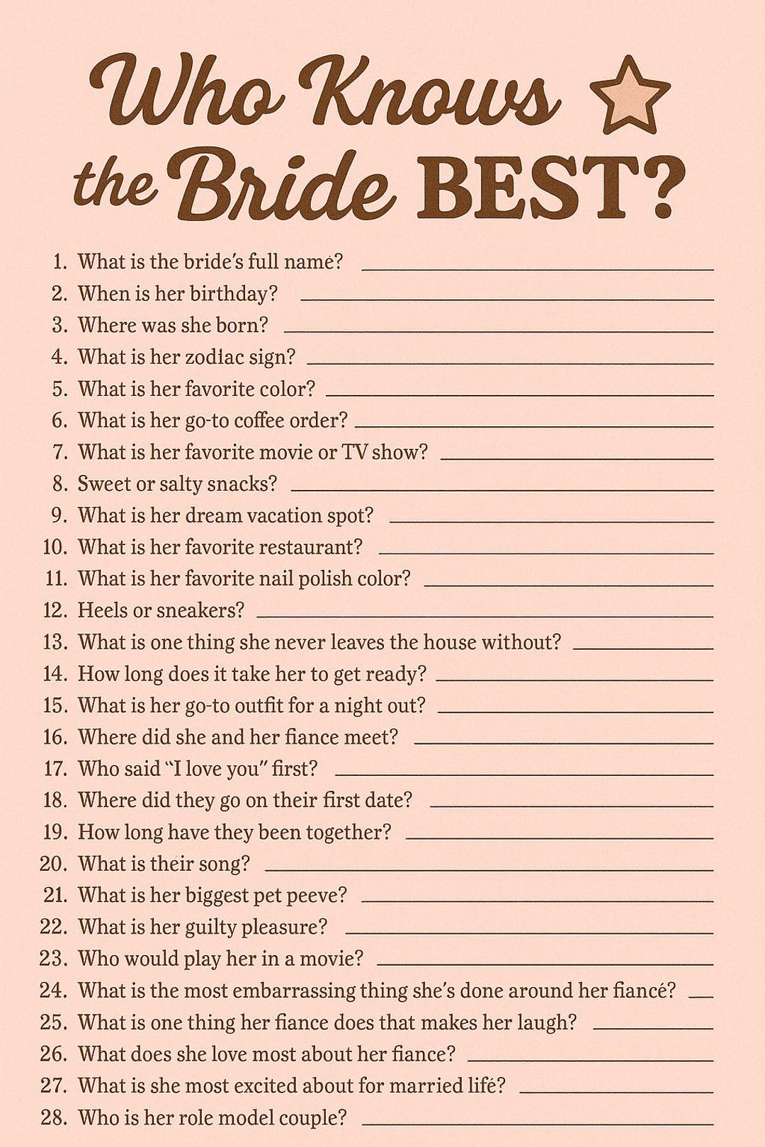 Who Knows the Bride Best? – Bridal Shower & Bachelorette Party ...