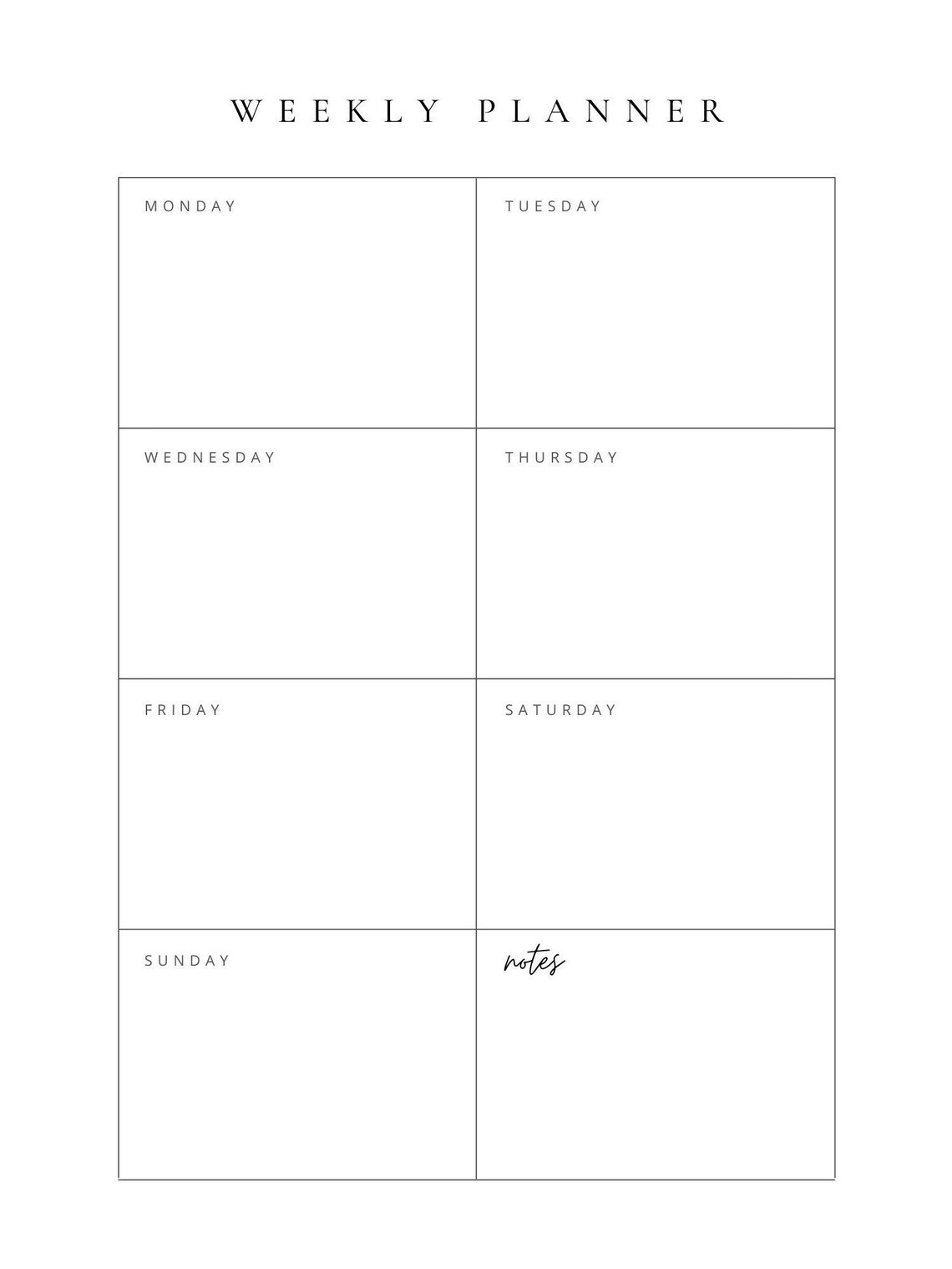 Printable Minimalist Weekly Planner, Instant Download, Weekly Schedule ...