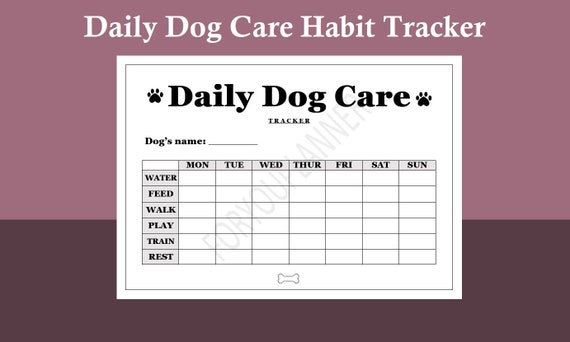 Printable Daily Dog Care Habit Tracker Pdf Format A4 - Etsy