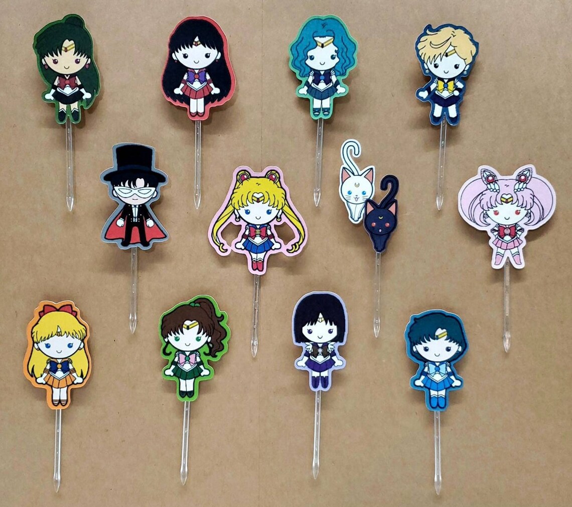 Chibi Sailor Girls Anime Cupcake Toppers - Etsy