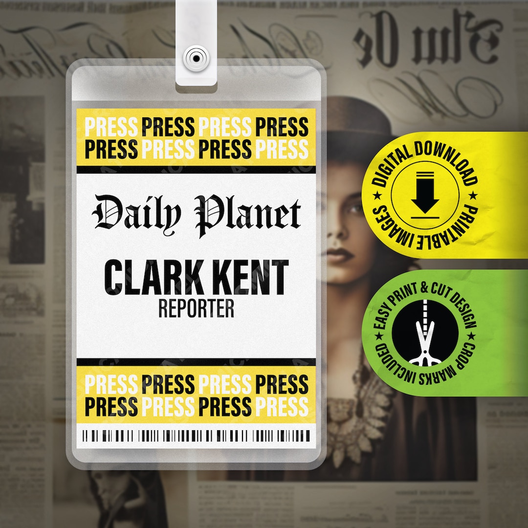 PDF Download - the Daily Planet - Clark Kent - Press Pass - ID Badge ...