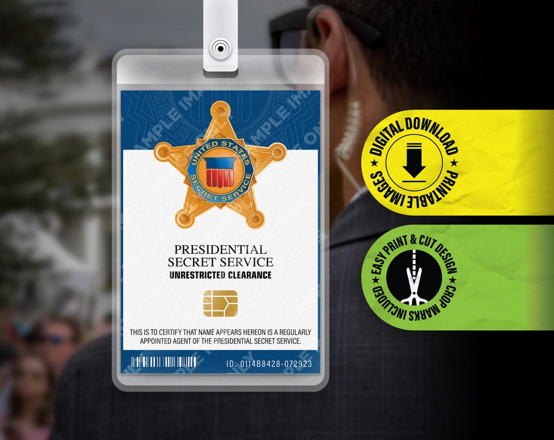 Presidential Secret Service ID Card Digital PDF Download, Badge ...
