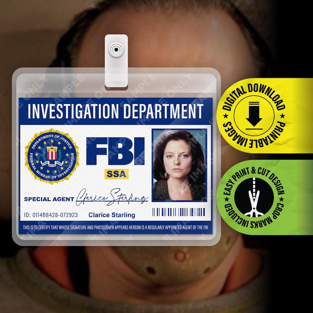 PRINTABLE Pdf - Clarice Starling FBI Agent Badge, Movie, Name Tag, FBI ...