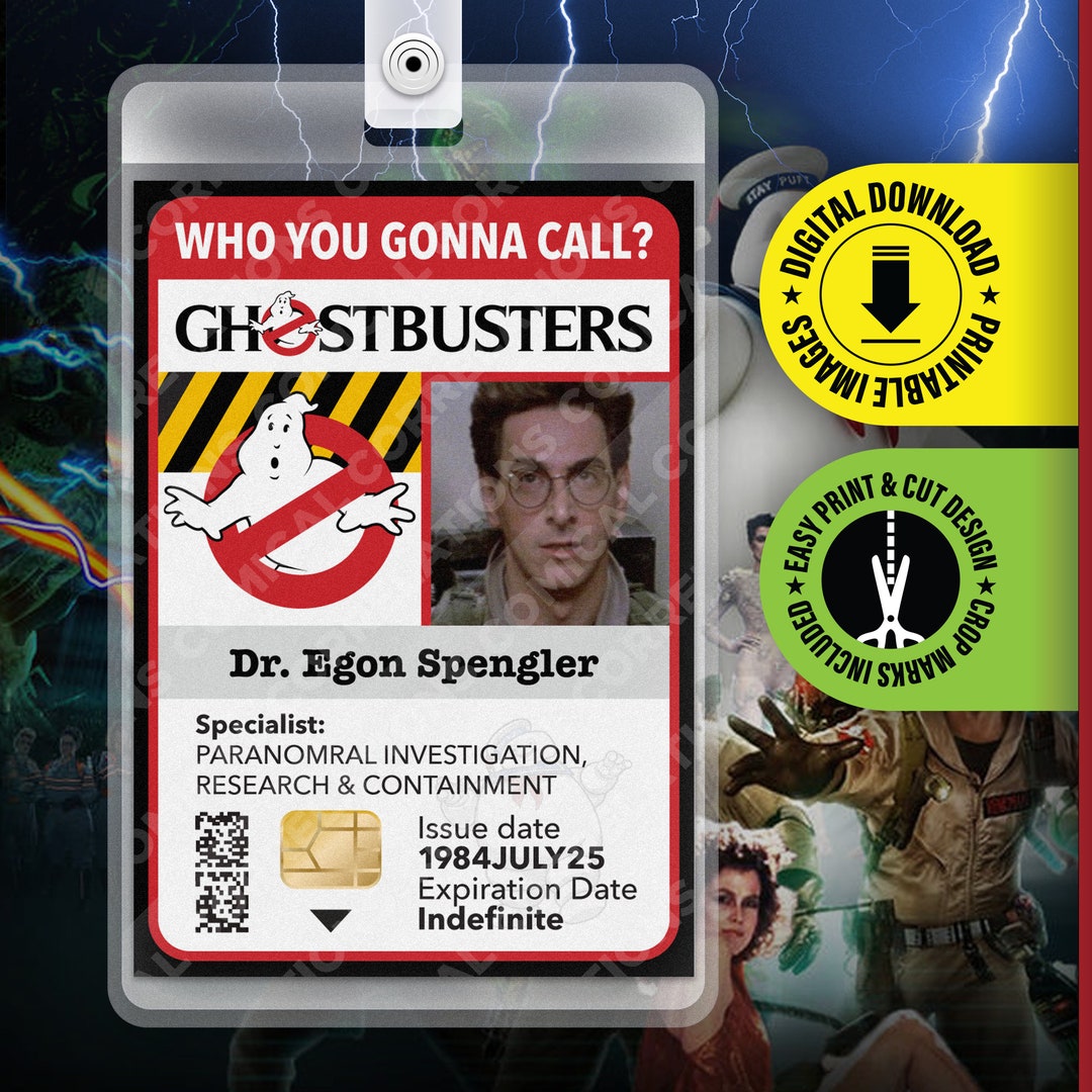 GHOSTBUSTERS, Dr. Egon Spengler Movie ID Card, ID Badge, Halloween ...