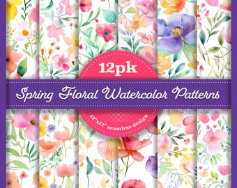 Spring Flowers Digital Paper - SEAMLESS - Spring Flower Patterns - 10 ...