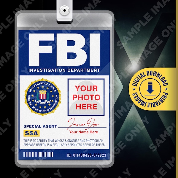 Fbi id card - Etsy Portugal