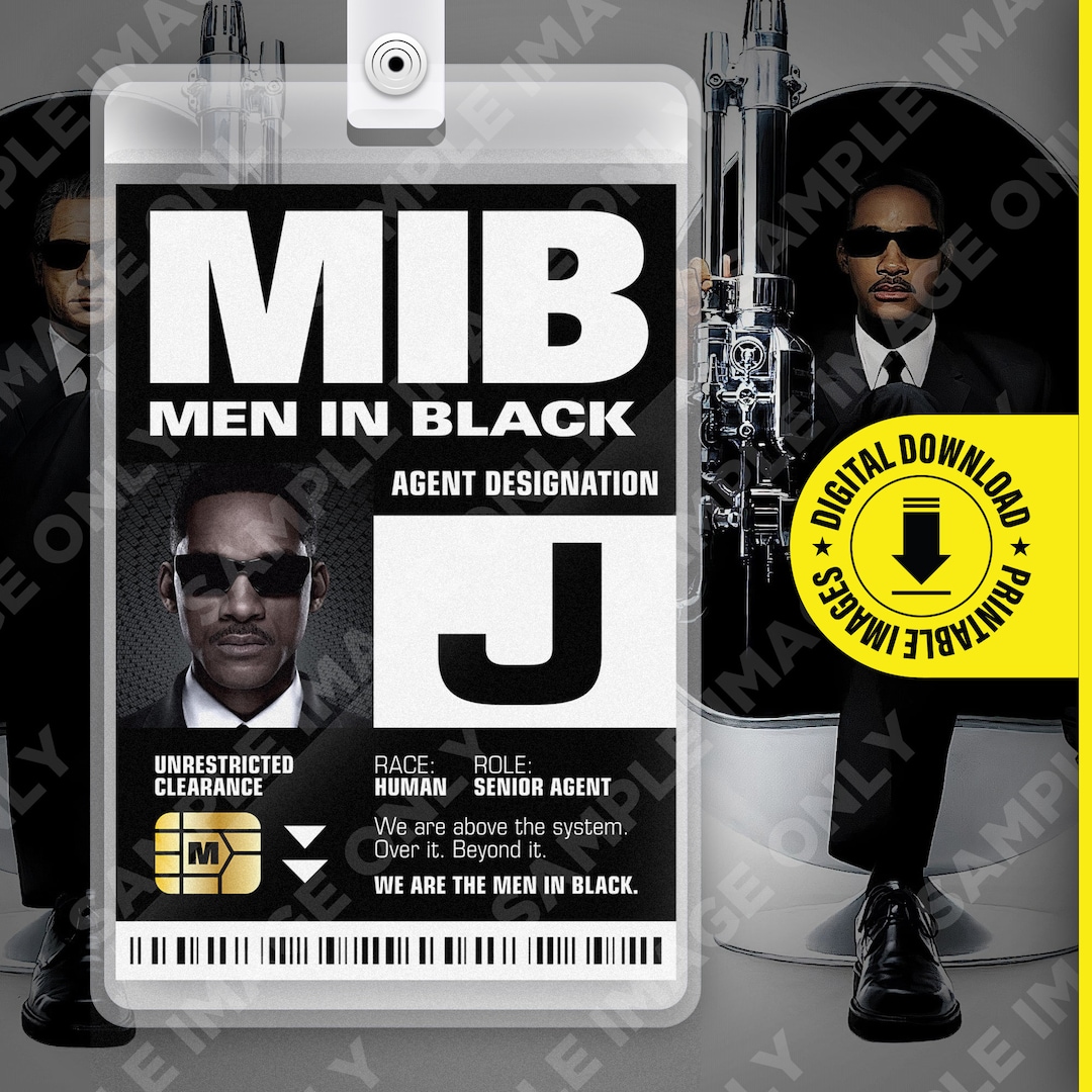 PDF Download - MIB Special Agent Men J in Black ID Badge Card Halloween ...