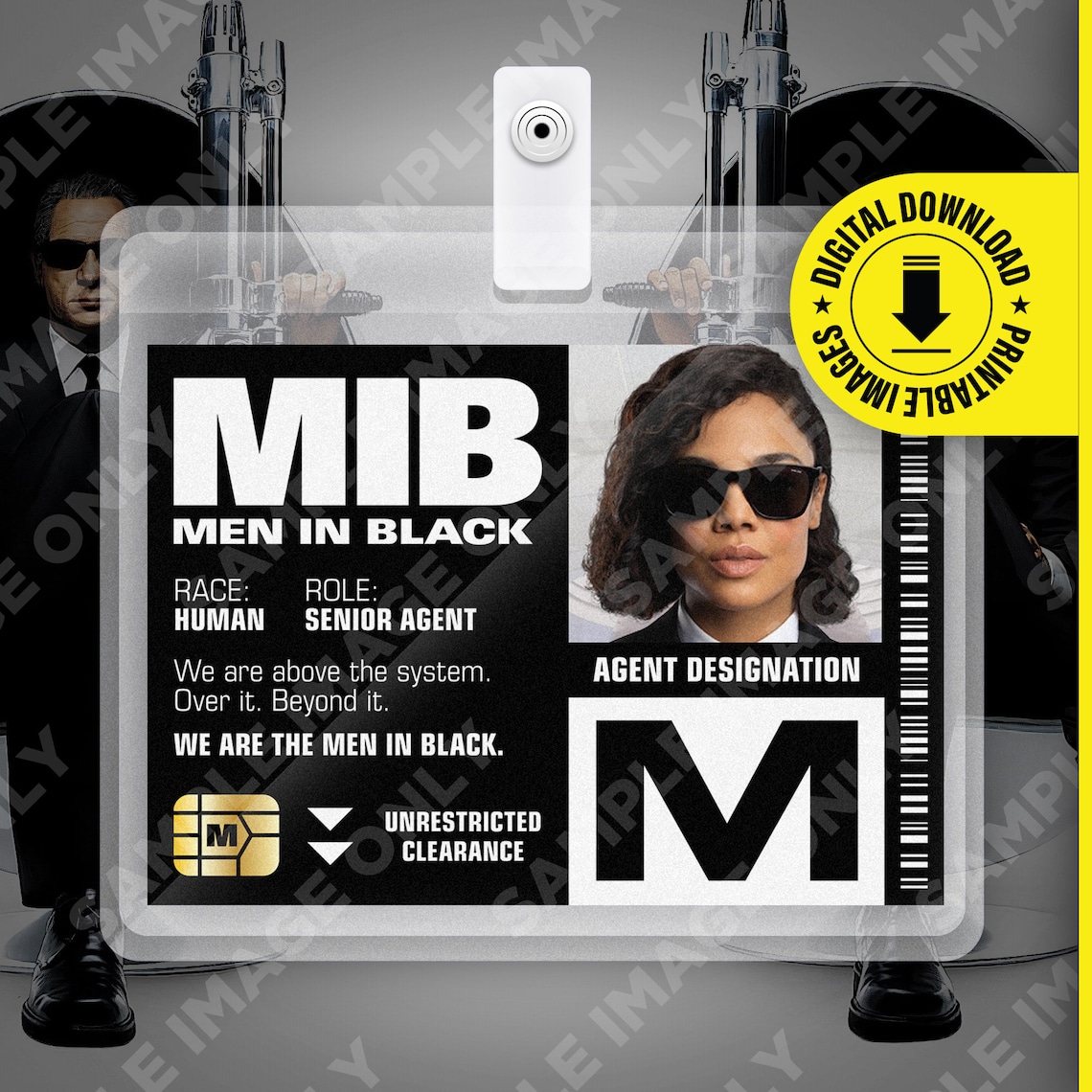 PDF Download - MIB Special Agent M Men in Black ID Badge Card Halloween ...
