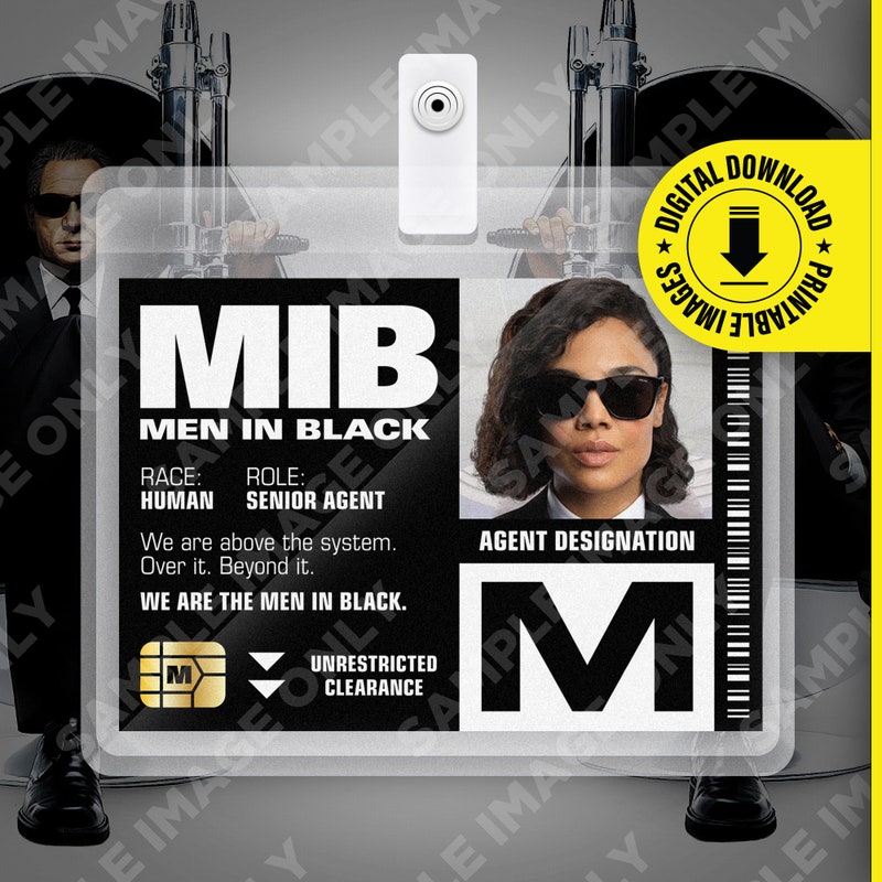 Men in black id badge template - Etsy France