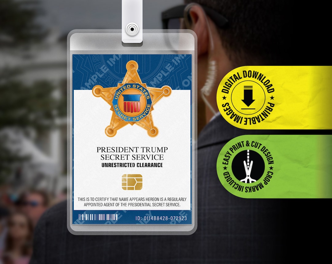 President Trump Secret Service ID Card Digital PDF Download, Badge ...
