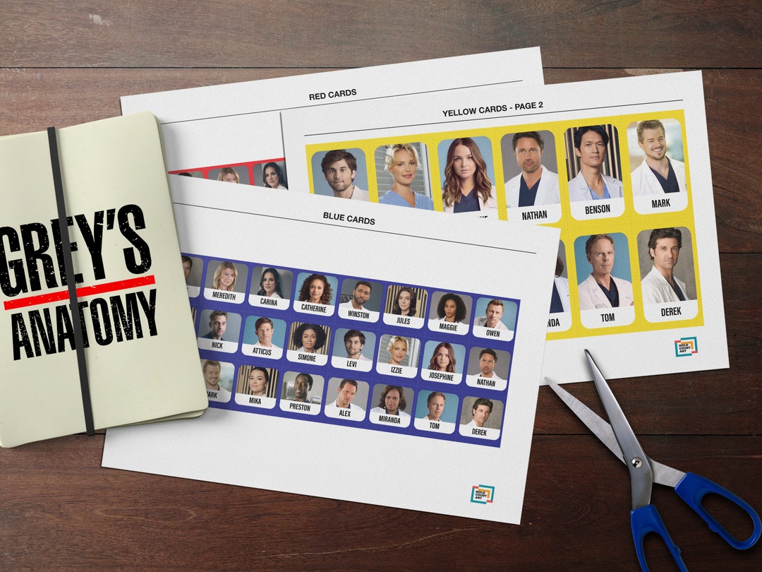 PRINTABLE PDF Grey's Anatomy Guess Who Game DIY - Etsy