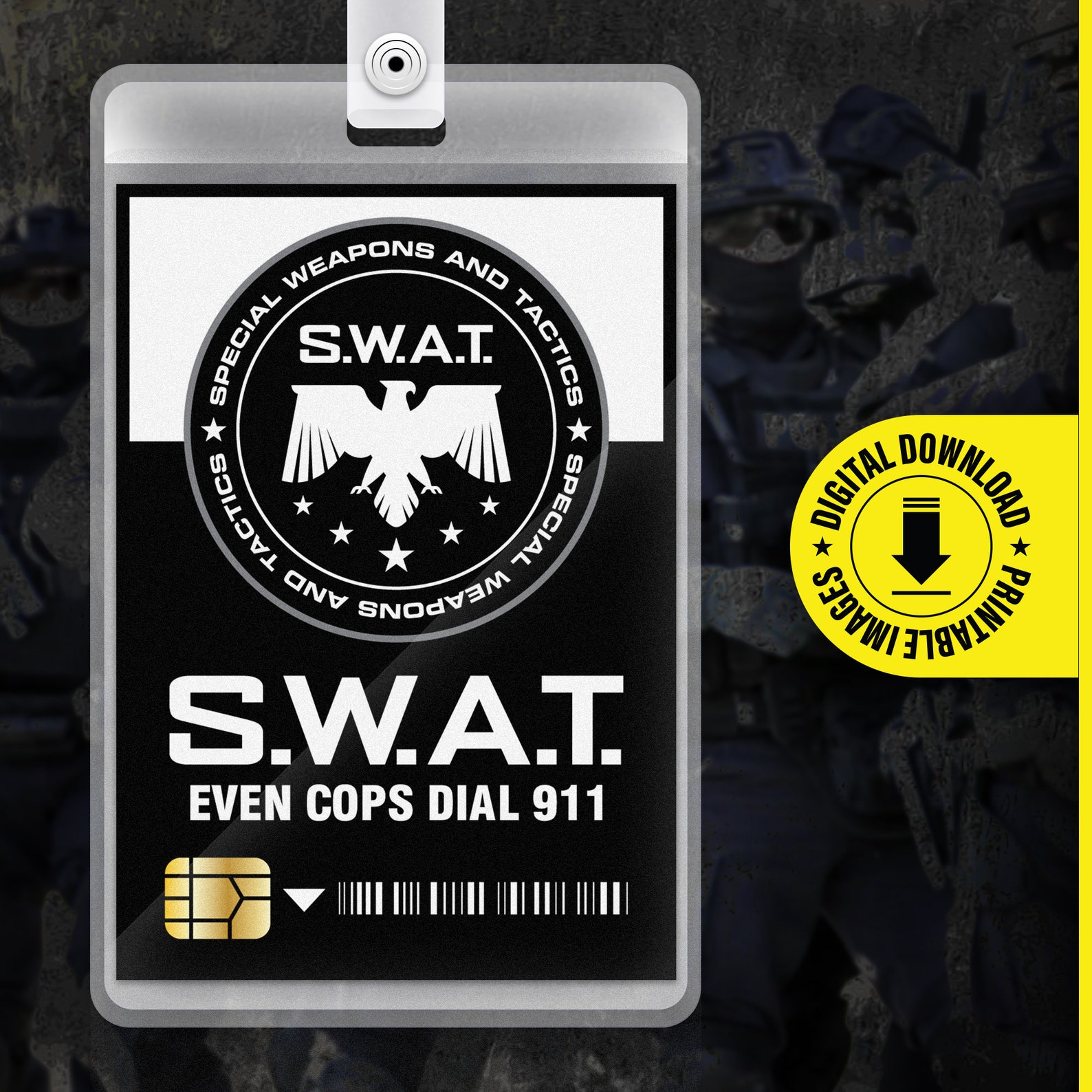 Digital Download PDF - SWAT Government Agency Team ID Badge - 2.375x3 ...