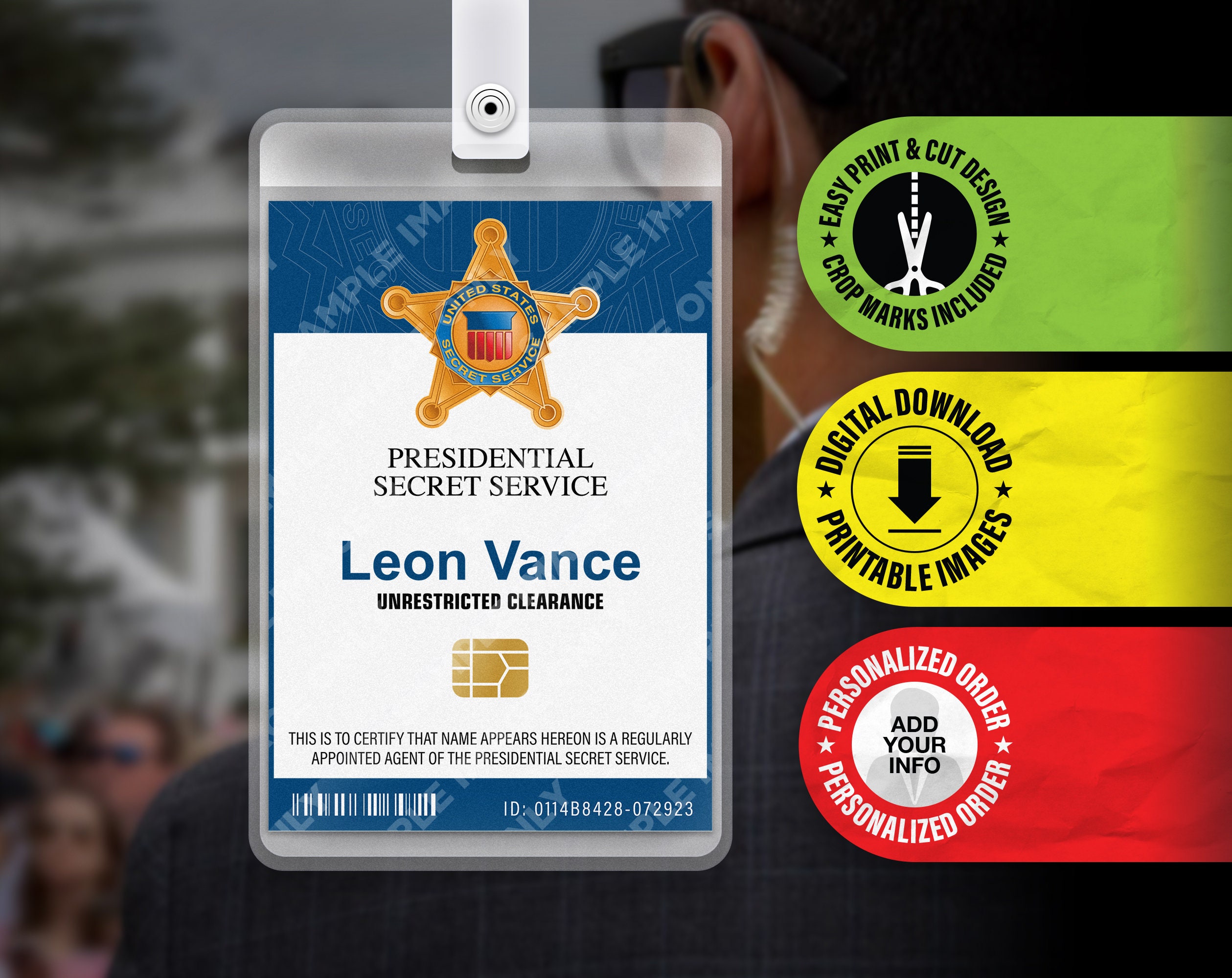 Secret Service Id Template Secret Service Badge Printable Etsy UK