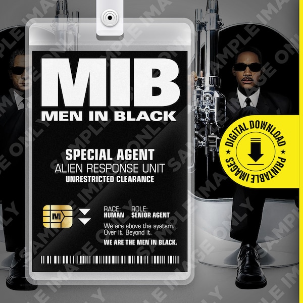 Printable Men in Black Id Badge - Etsy