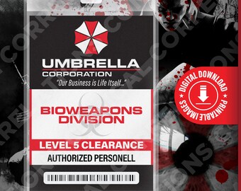 Resident Evil Umbrella Corporation Bioweapons Division ID Card Badge Cosplay Costume Name Tag ...