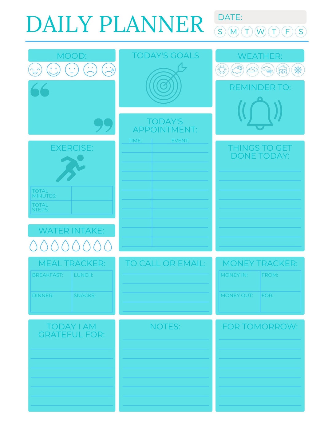 Daily Planner Printable, Instant Download, To-do List - Etsy