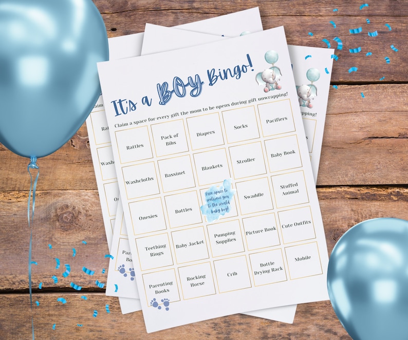 Baby Boy Baby Shower BINGO Easy Download 30 Individual Boards! - Etsy