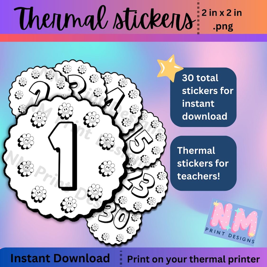 Teacher Number Labels 1-30 | Thermal Printer Stickers for Classroom ...