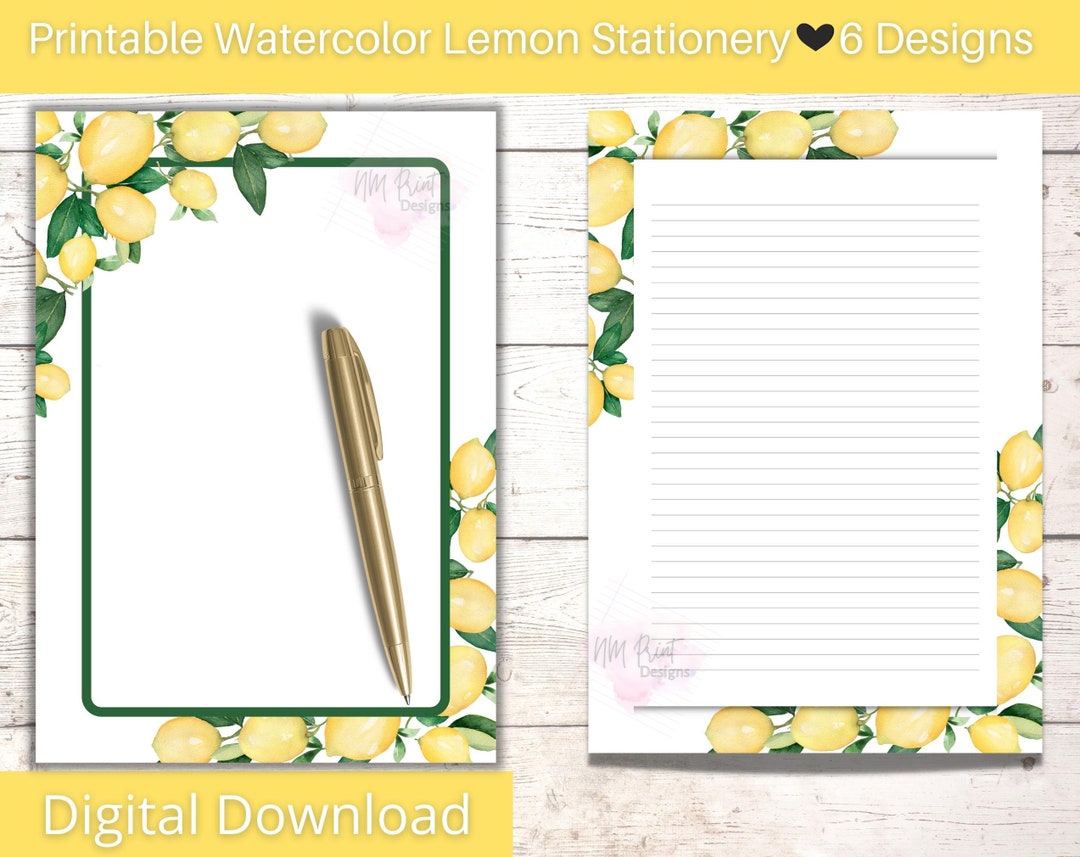 Instant Download-lemon Stationery Set of 6-A4 and 8.5x11-printable ...