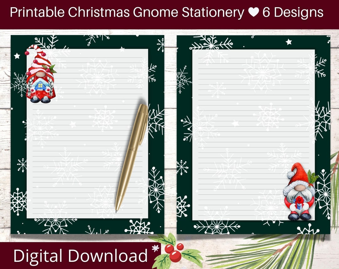 Christmas Gnome Printable Stationery Set-printable Stationery Set PDF ...