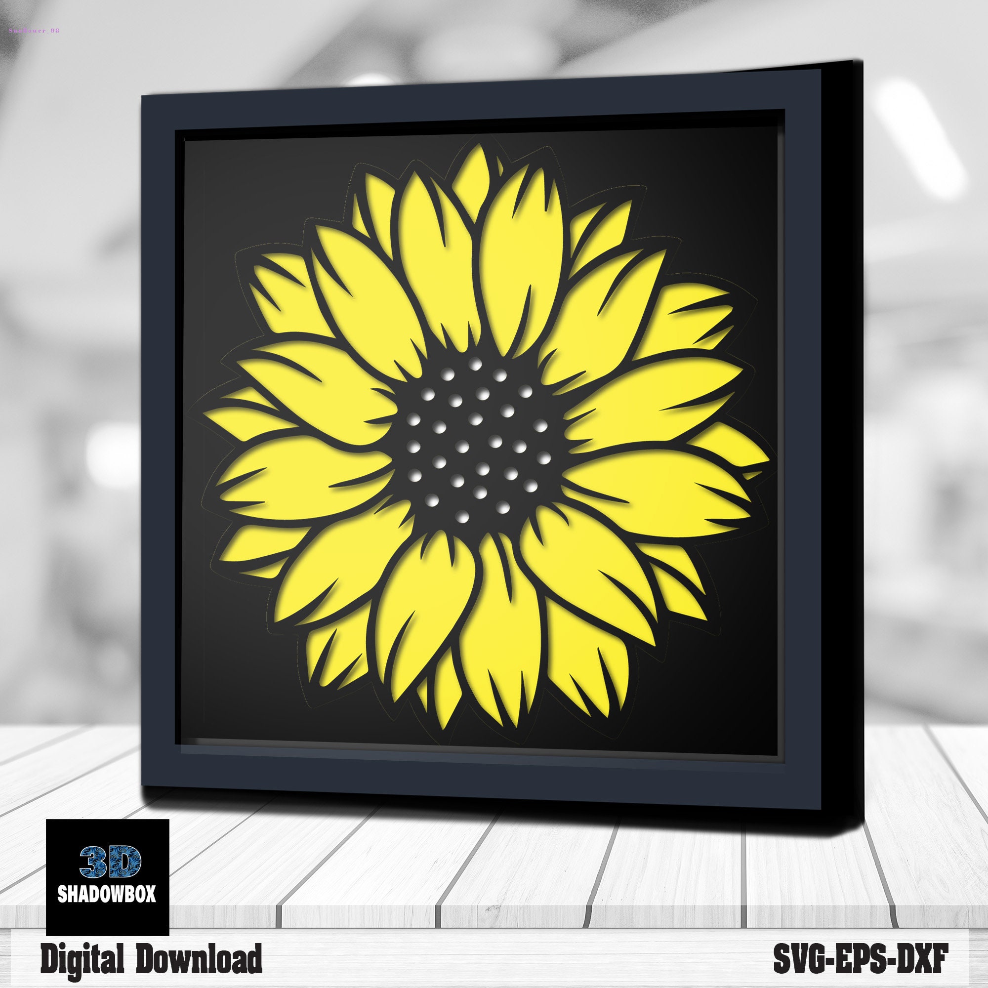 3D Sunflower Svg, Shadowbox Svg, Sunflower Eps, Shadowbox Eps ...