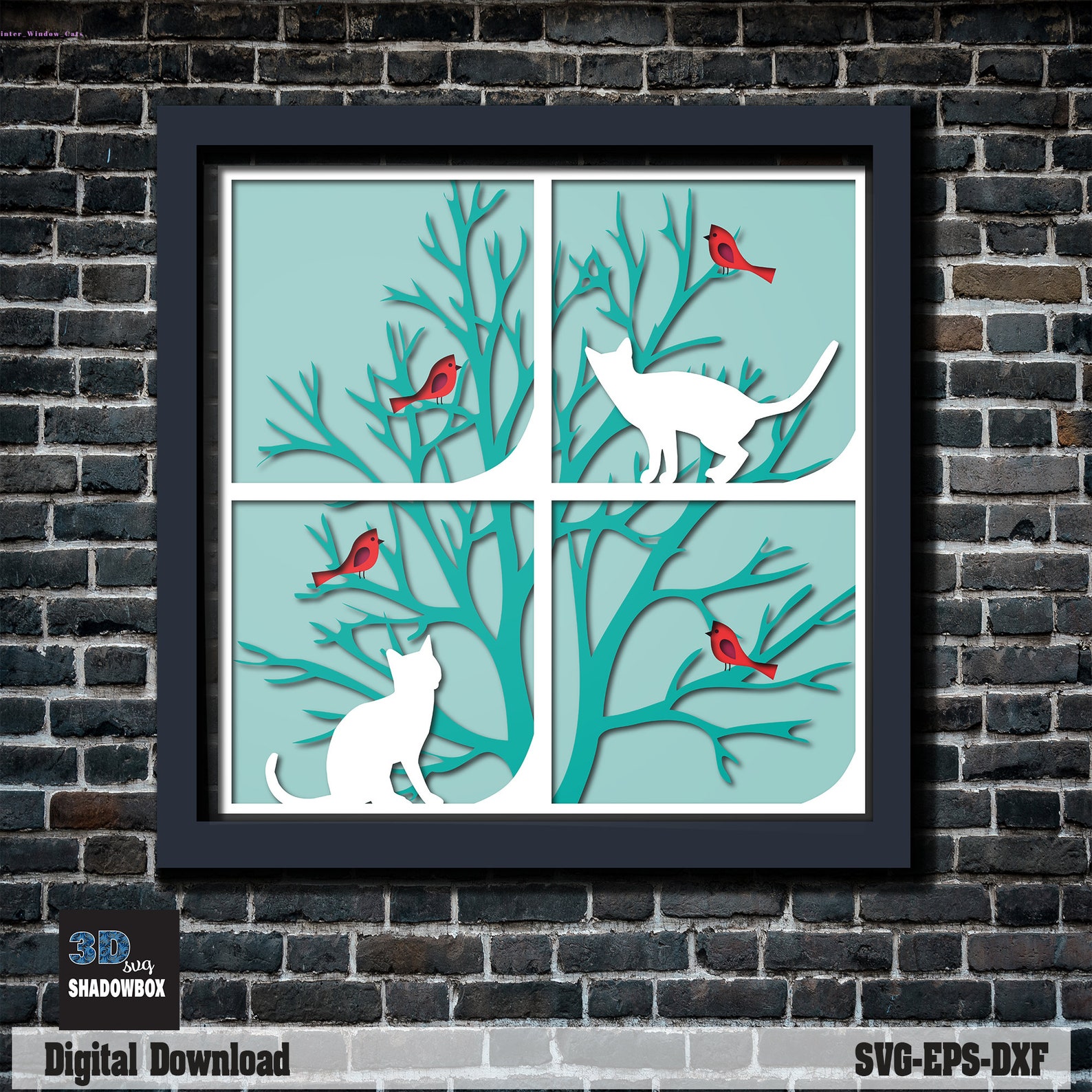 Winter Window Svg Cats Svg Winter Window Eps Cats Eps Winter Window