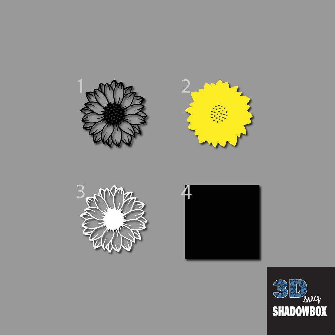 3D Sunflower Svg, Shadowbox Svg, Sunflower Eps, Shadowbox Eps ...