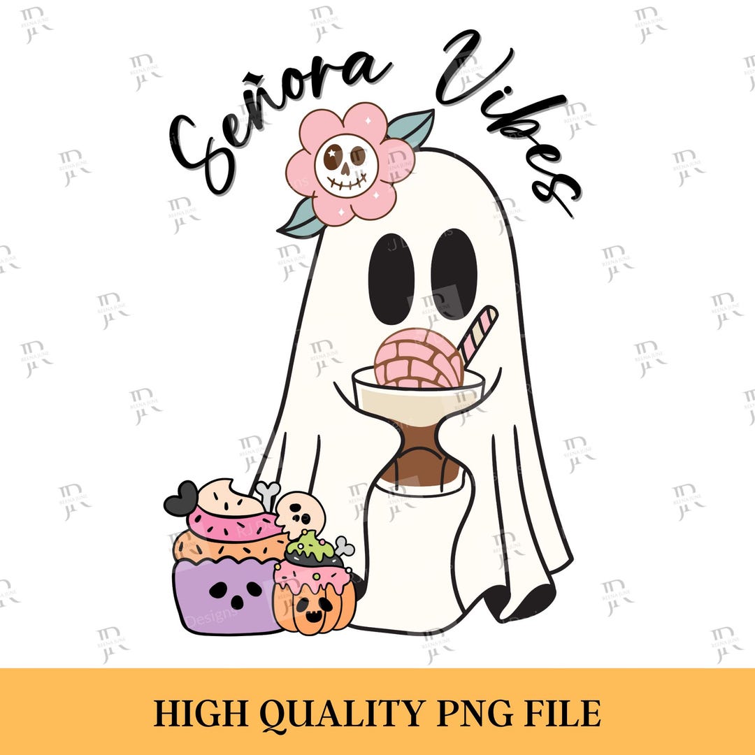 Señora Vibes Ghost PNG: Concha & Cafecito Design (digital Download) - Etsy