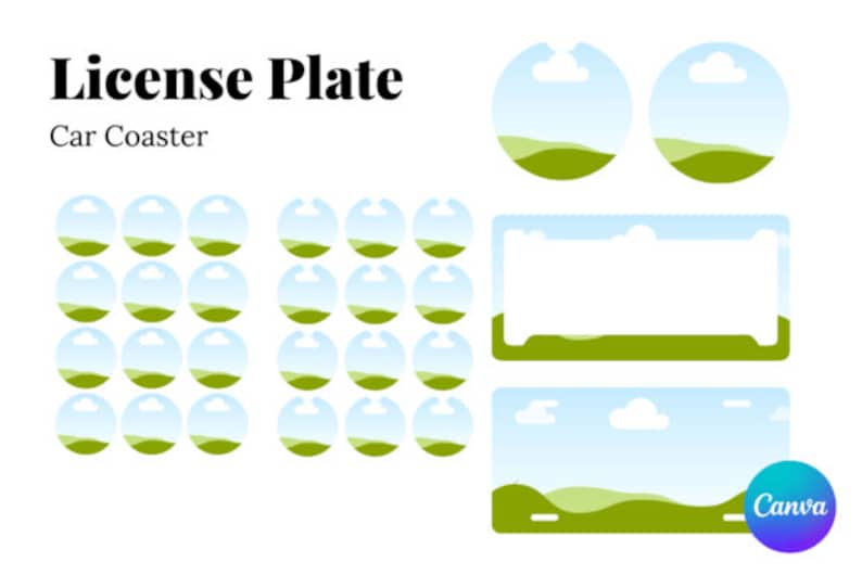Car Coaster Mockup, License Plate Mockup, Canvas Mockup, Cup Holder ...
