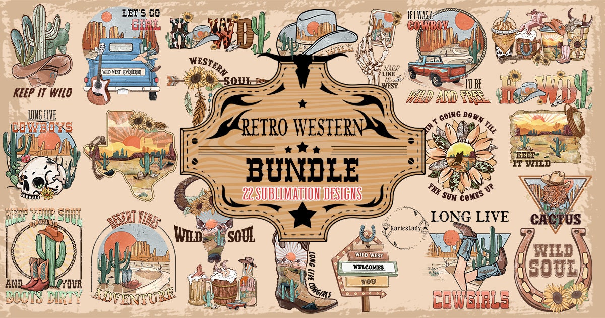 Western Designs, Western PNG, Cowgirl Bundle, Western Bundle, Cowboys ...