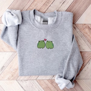 Embroidered Frog Sweatshirt, Frog Lover Gift, Funny Frog Shirt, Froggy ...