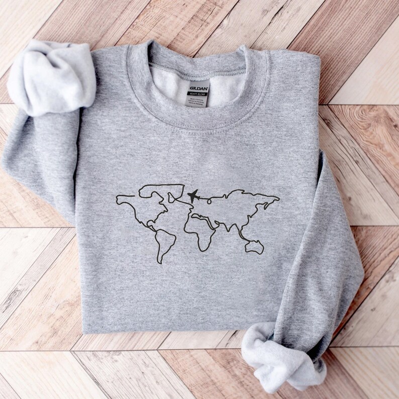 Embroidered Travel Sweatshirt, Airplane Sweatshirt, Gift for Travel ...