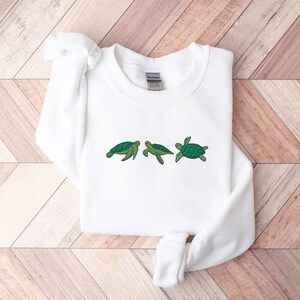 Embroidered Turtle Sweatshirt, Sea Turtle Shirt, Beach Sweatshirt ...