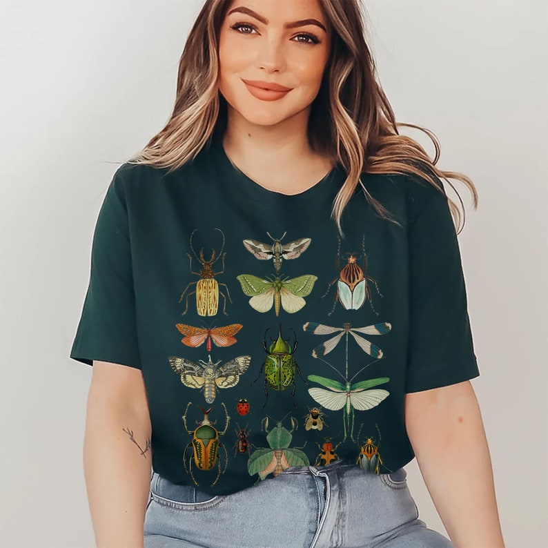 Vintage Insects T-shirt, Entomology Gift Her, Beetle Shirt, Moth Shirt ...